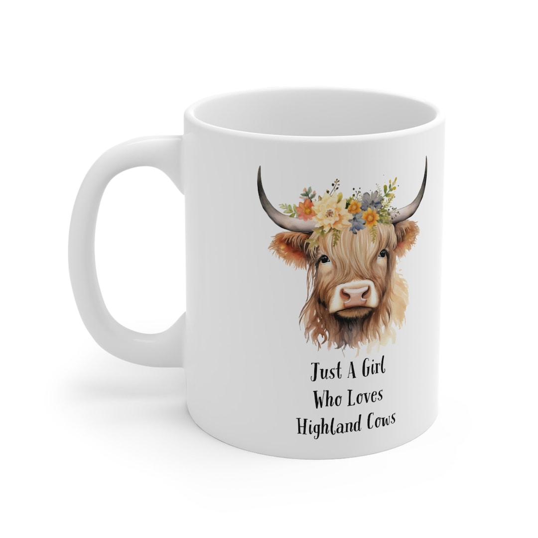 Scottish Scots Highland Cow Mug Moo Coo Ginger Farm 11oz White Ceramic ...