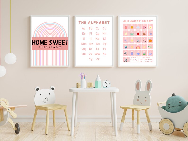 Educational Prints, Set of 50 Preschool Posters, Classroom Decor ...
