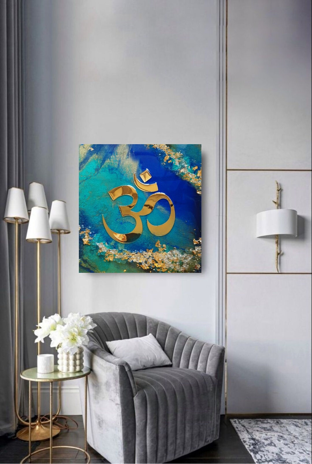 Om Wall Decor, Om Wall Art, Hindu Religion Art, Om Gift, Original Handmade Om for Yoga Space, Om ...