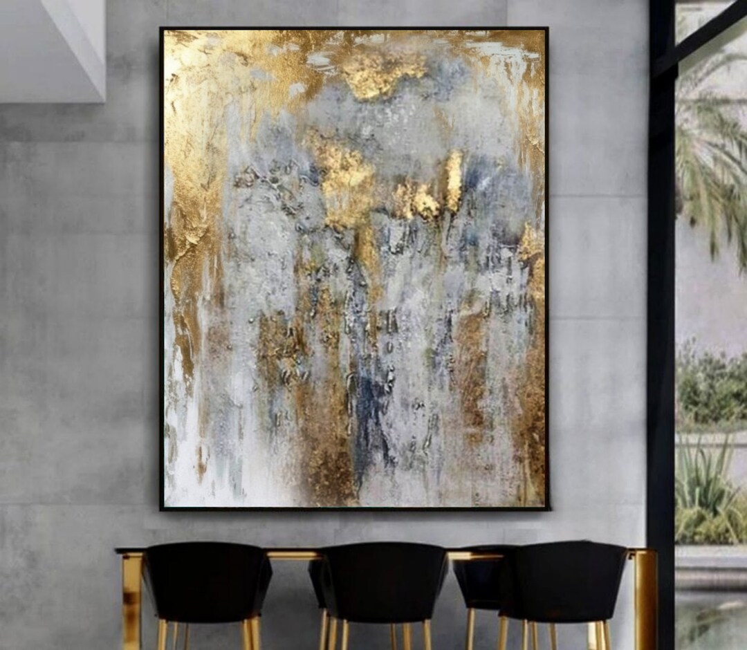 Original Gold Painting, Large Wall Art, Oversized Abstract Painting ...