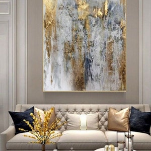 Original Gold Painting, Large Wall Art, Oversized Abstract Painting ...