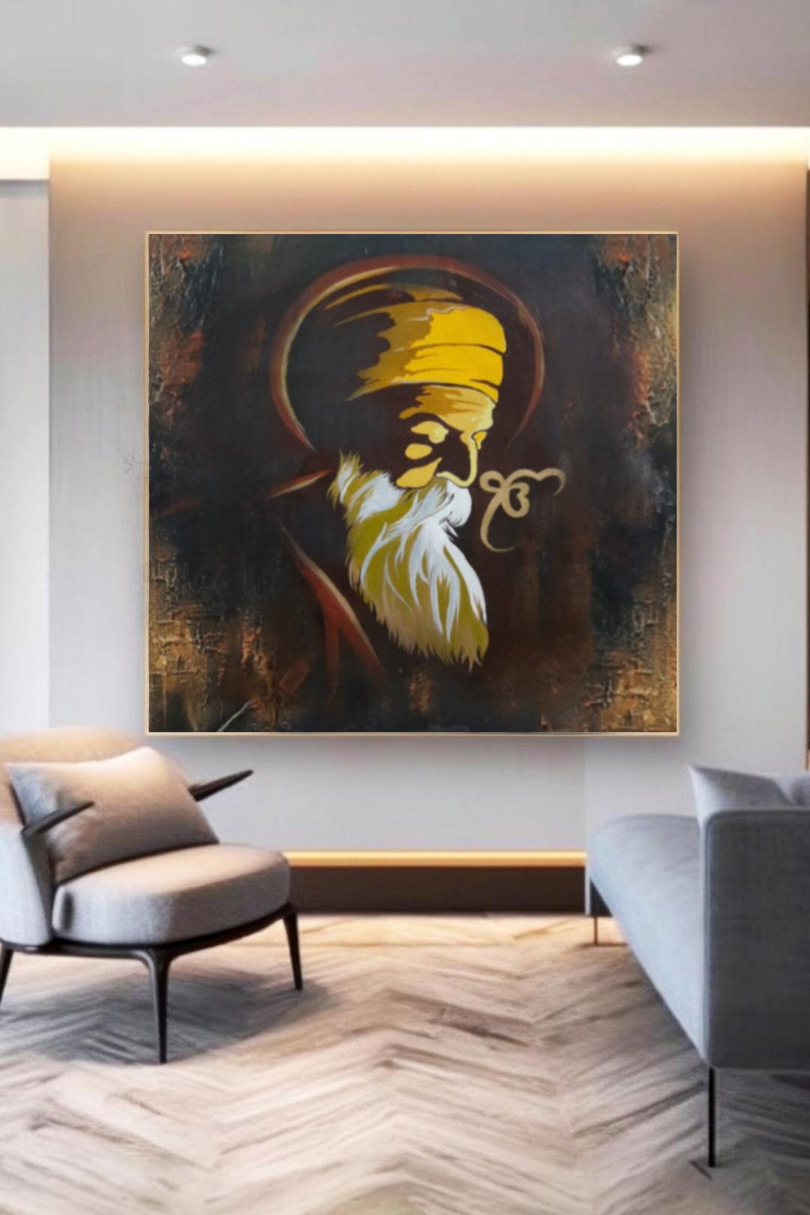 Guru Nanak Dev Ji Painting: Abstract Sikh Art, Modern Home Decor - Etsy