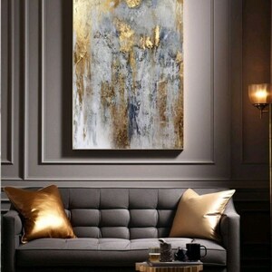 Original Gold Painting, Large Wall Art, Oversized Abstract Painting ...