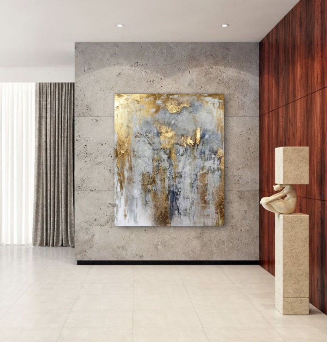 Original Gold Painting, Large Wall Art, Oversized Abstract Painting ...