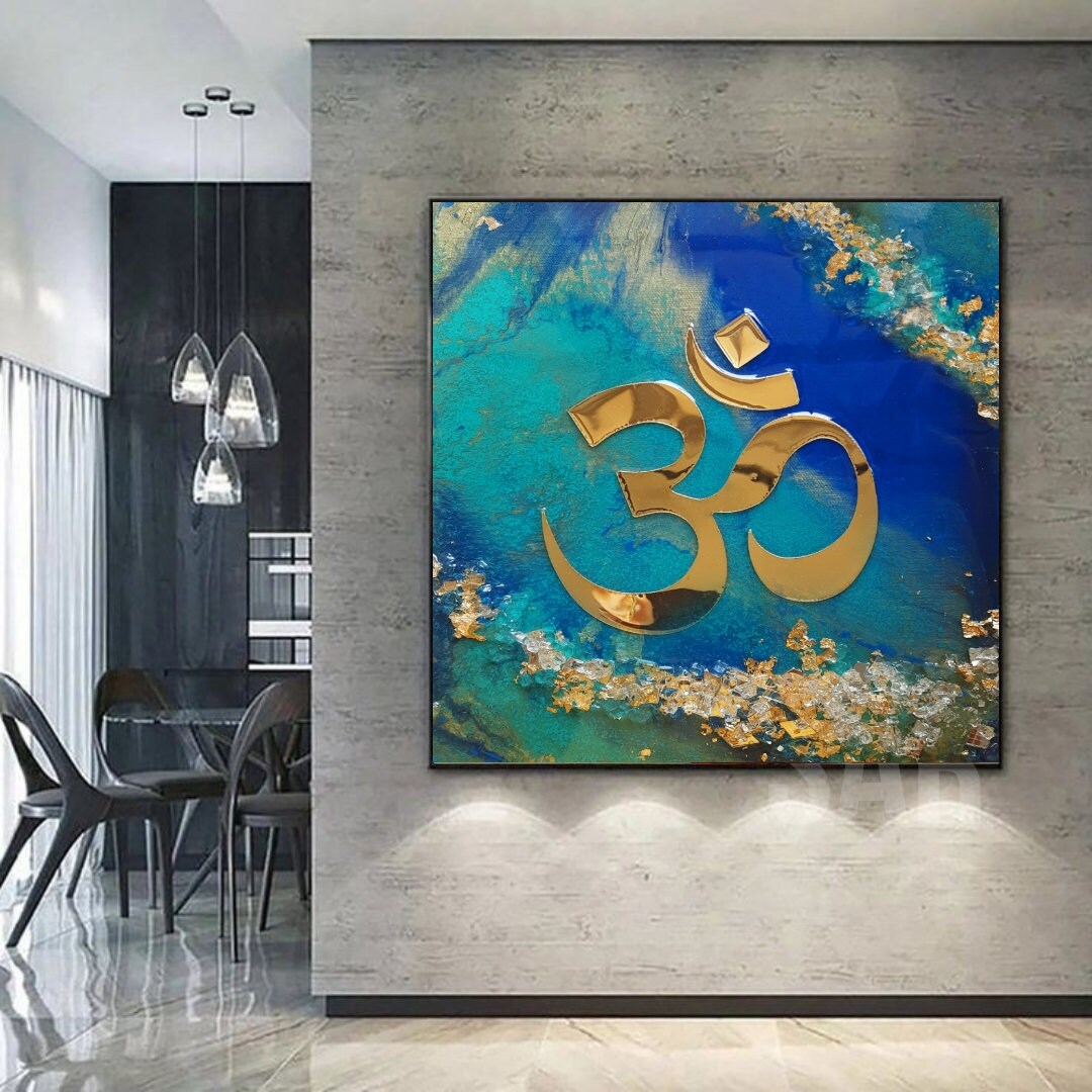 Om Wall Decor, Om Wall Art, Hindu Religion Art, Om Gift, Original Handmade Om for Yoga Space, Om ...