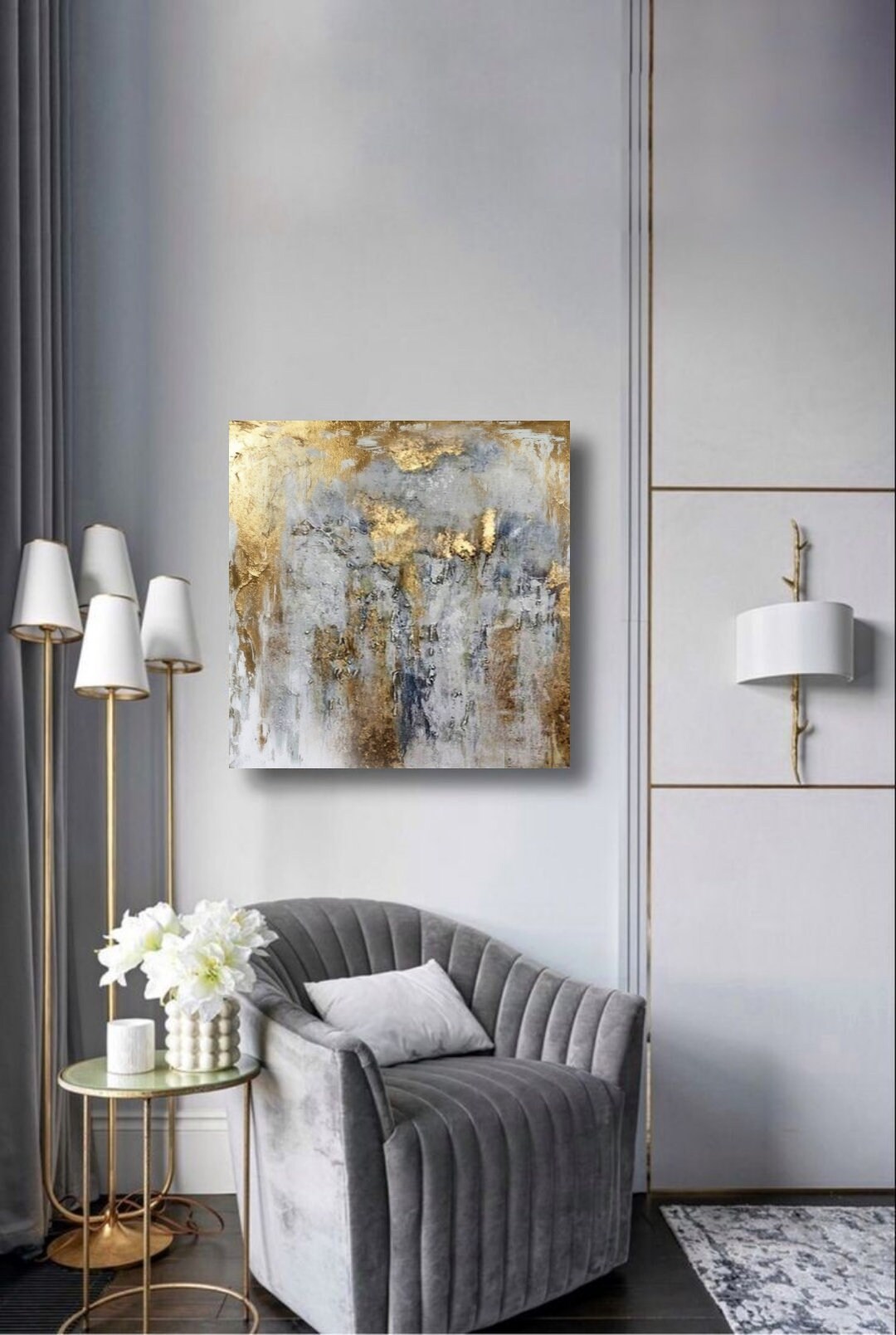 Original Gold Painting, Large Wall Art, Oversized Abstract Painting ...