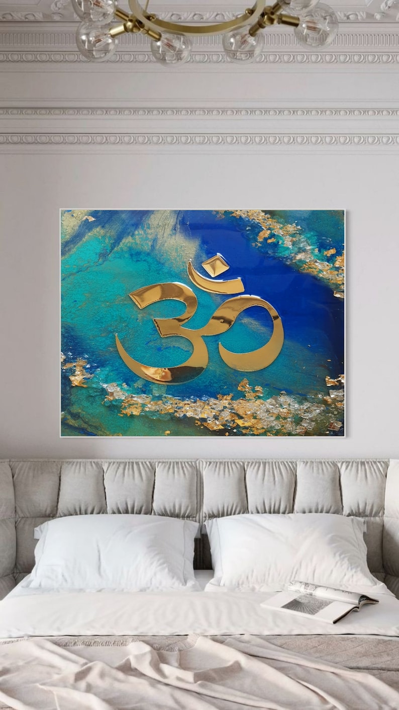 Om Wall Decor, Om Wall Art, Hindu Religion Art, Om Gift, Original Handmade Om for Yoga Space, Om ...