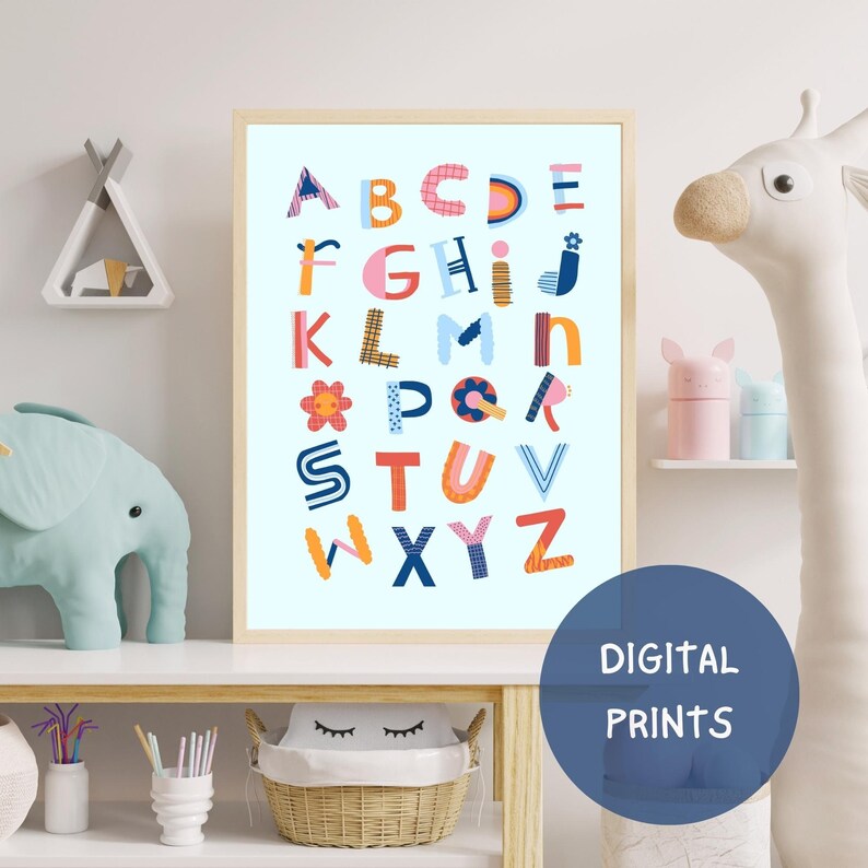 Alphabets Digital Printable for Kids Room Decor Kids Room - Etsy