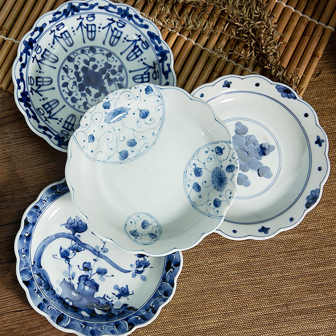 Traditional Japanese Artisanal Round Plates in Porcelain and Hand ...