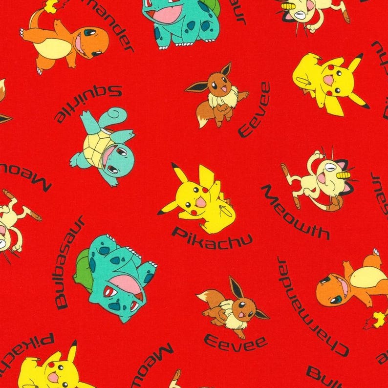 Pokémon Characters With Names in Red by Robert Kaufman - Etsy