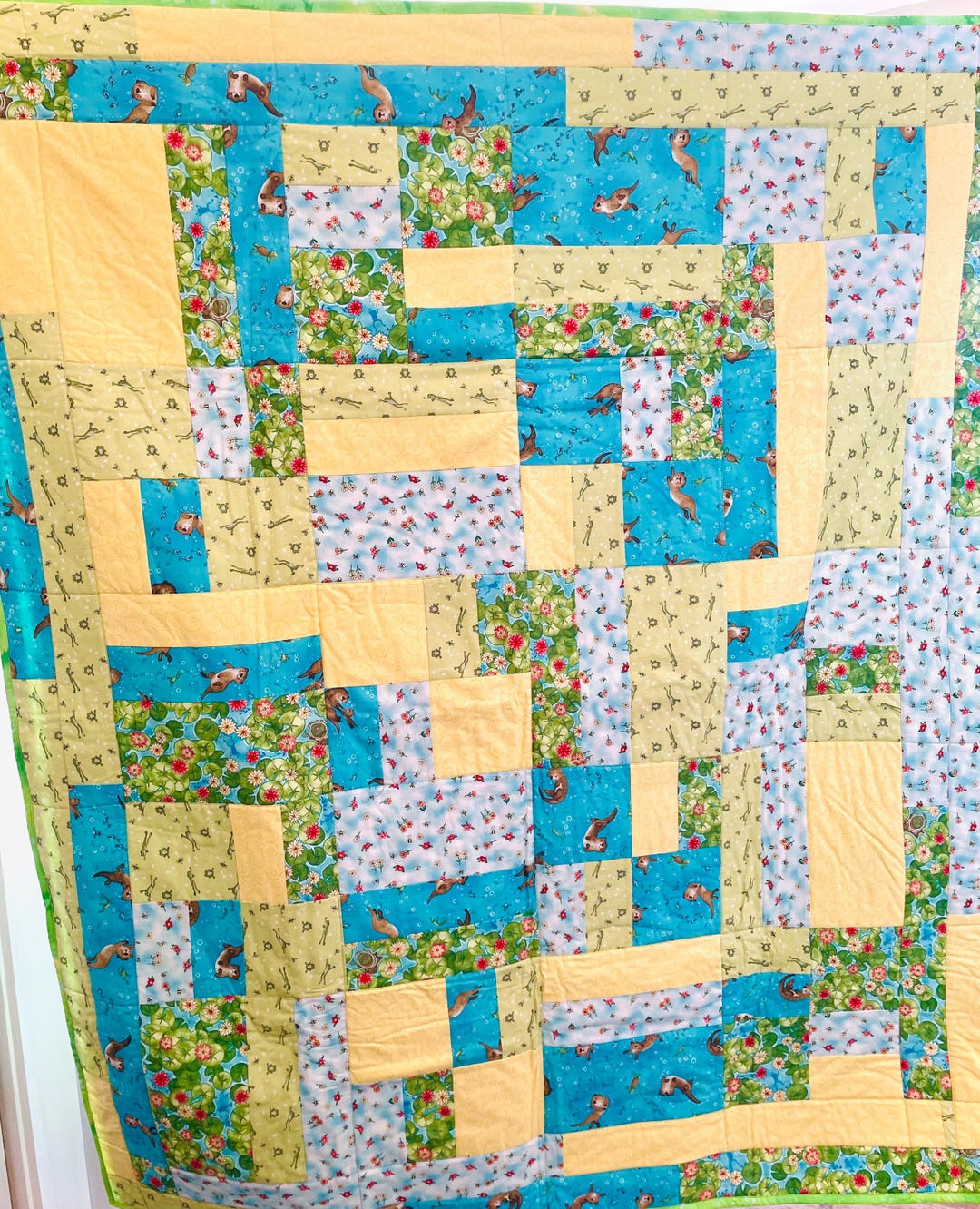 Handmade - Otters & Frogs Kids Throw Quilt - Etsy