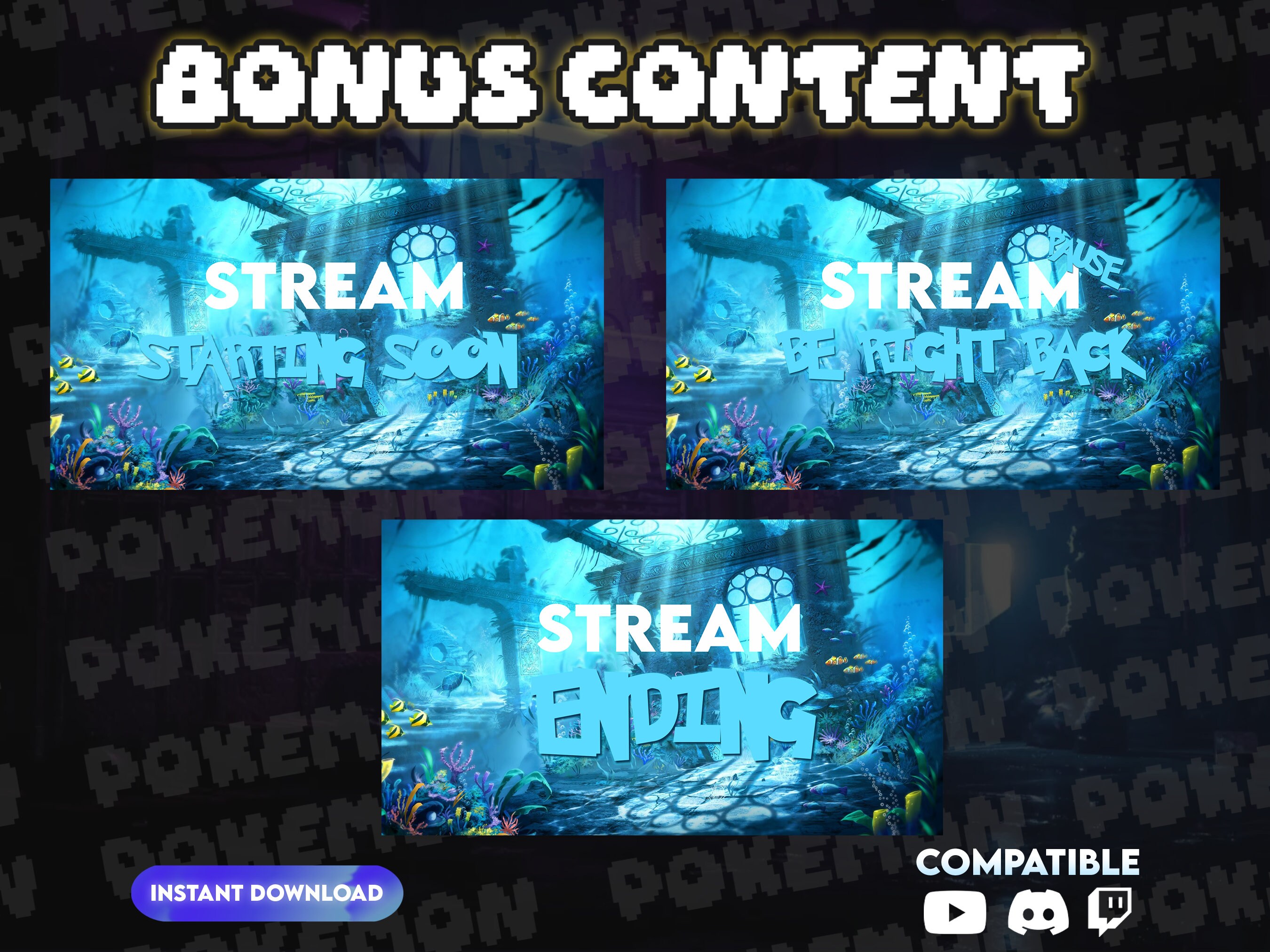 Pokemon Blue Neon Overlay, Twitch Overlay, Clean Pokemon Overlay Screen ...