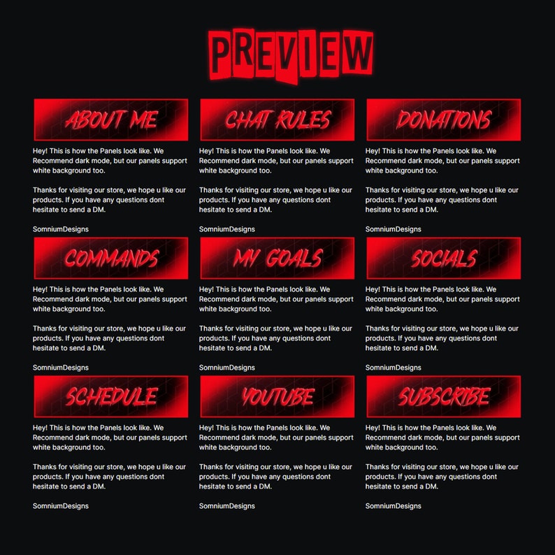 Twitch Panels Red (x20) / Twitch Clean Panels Pack / Stream Overlays ...