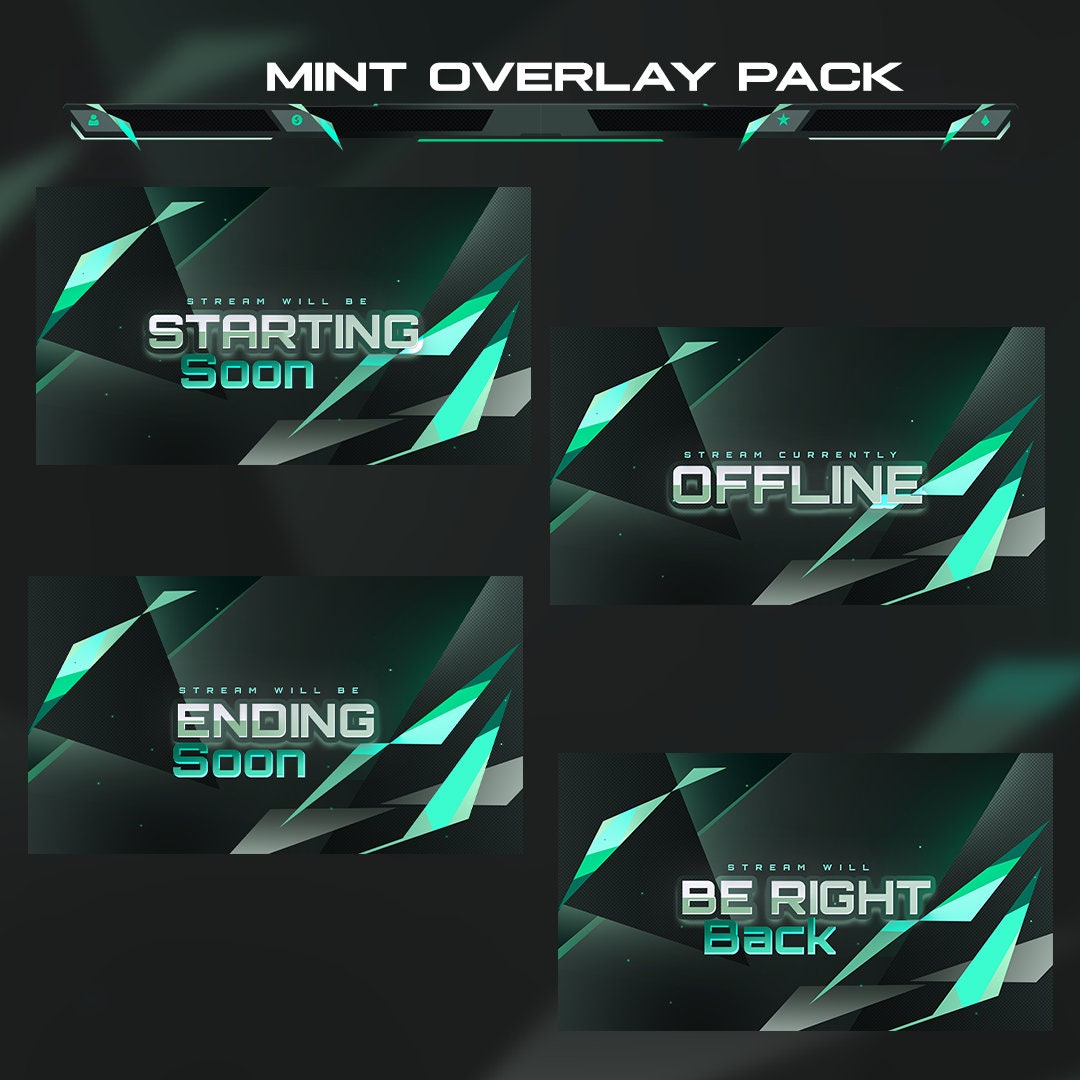 ANIMATED STREAM Overlay, MINT Pack, Minimal Mint Twitch Theme Overlay ...