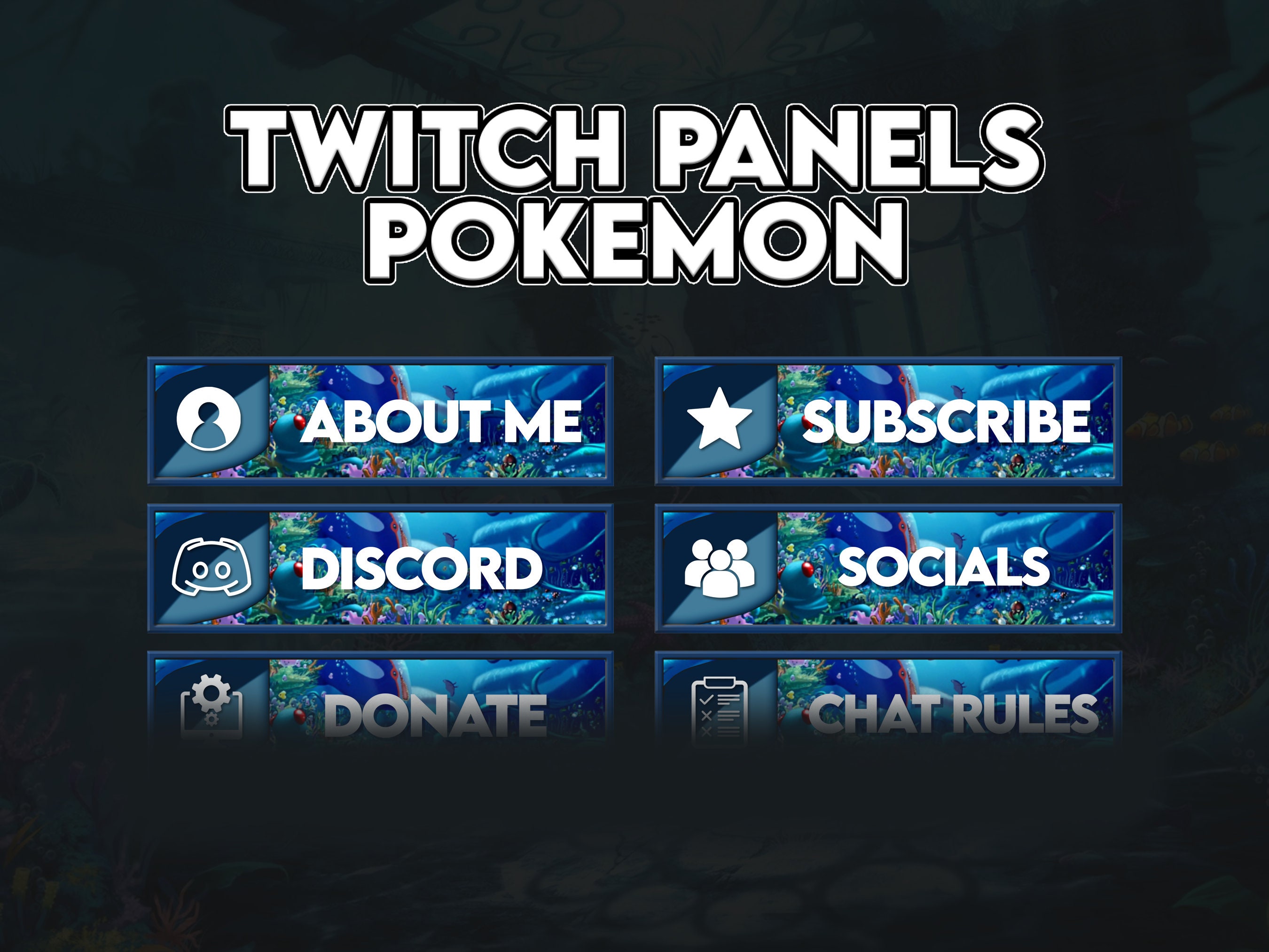 Pokemon Twitch Panels, Twitch Panel Pack Graphics for Streamers, Blue ...