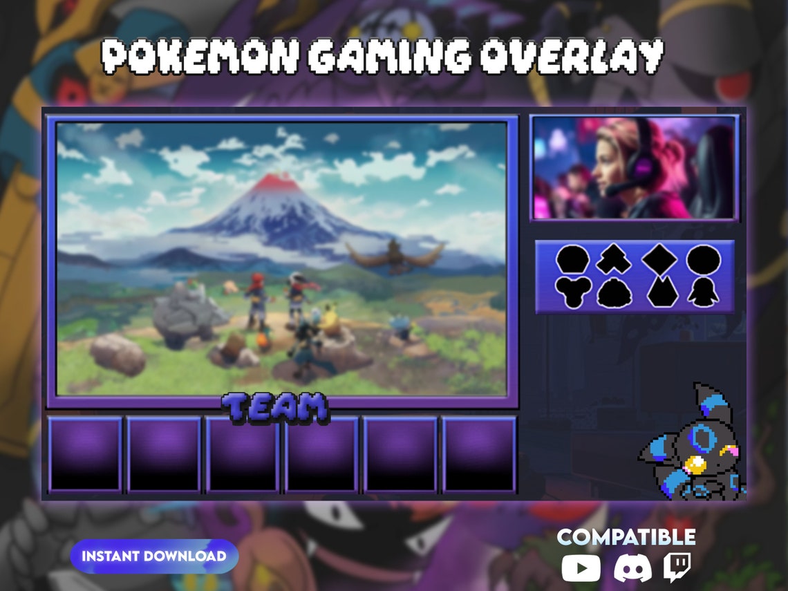 Pokemon Retro Overlay, Clean Pokemon Overlay Screen, Twitch Overlay ...
