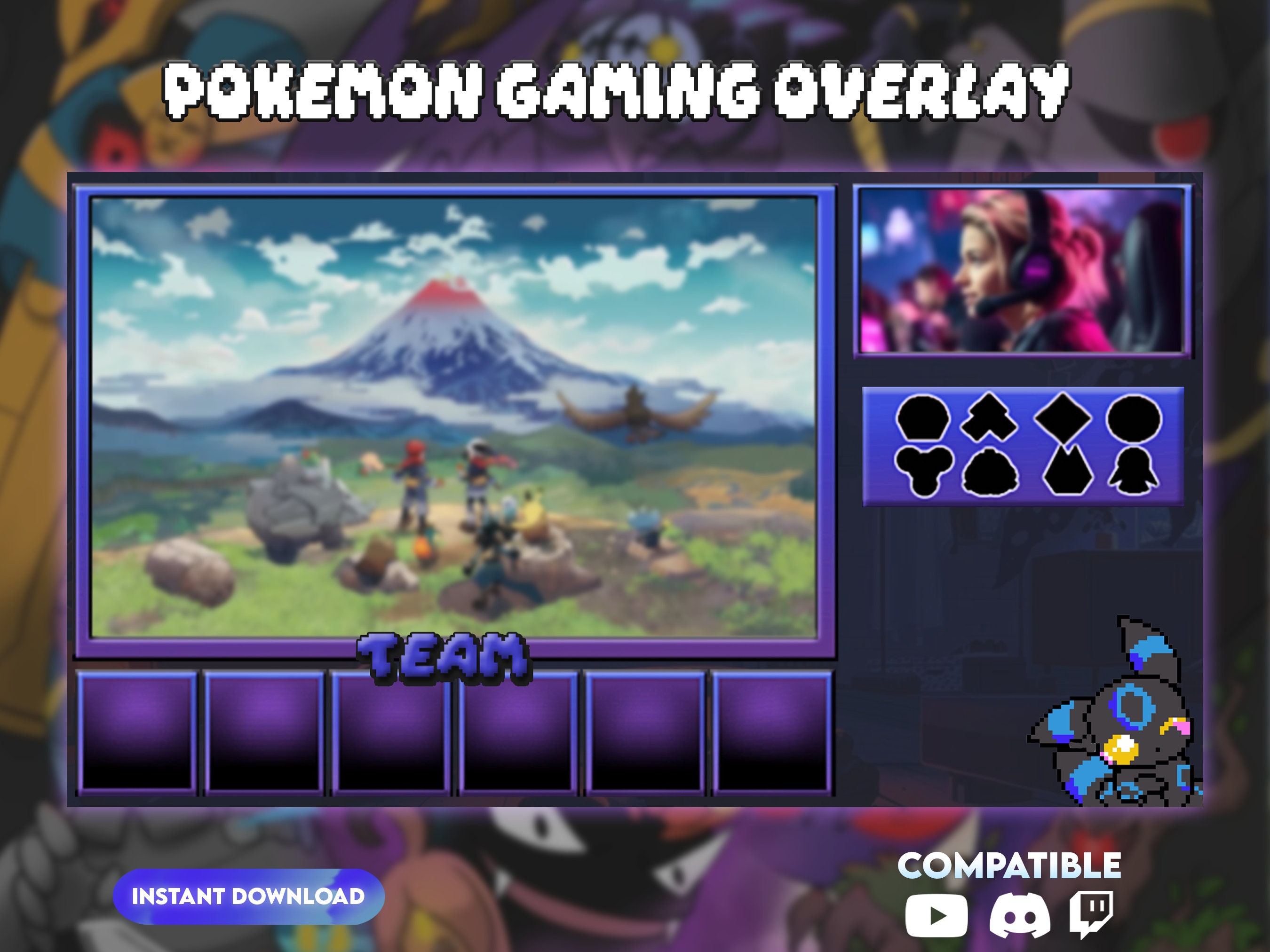 Pokemon Retro Overlay, Clean Pokemon Overlay Screen, Twitch Overlay ...