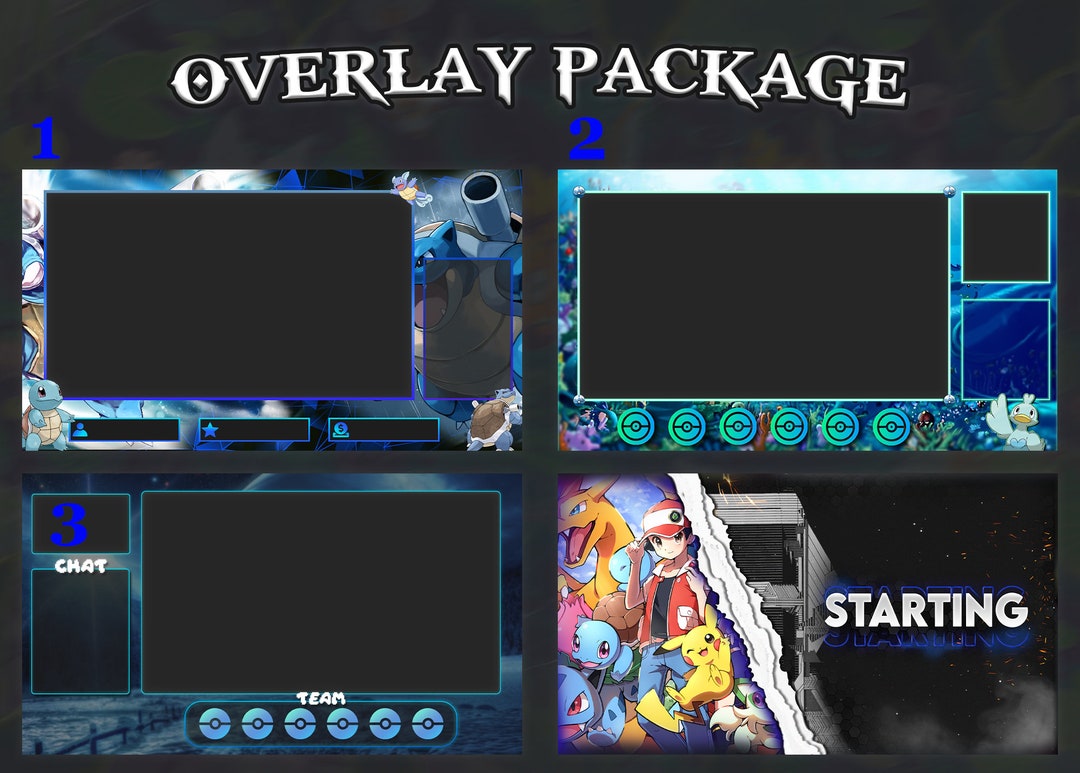BLUE PACKAGE Pokemon Overlays, Clean Pokemon Overlay Screen, Twitch ...