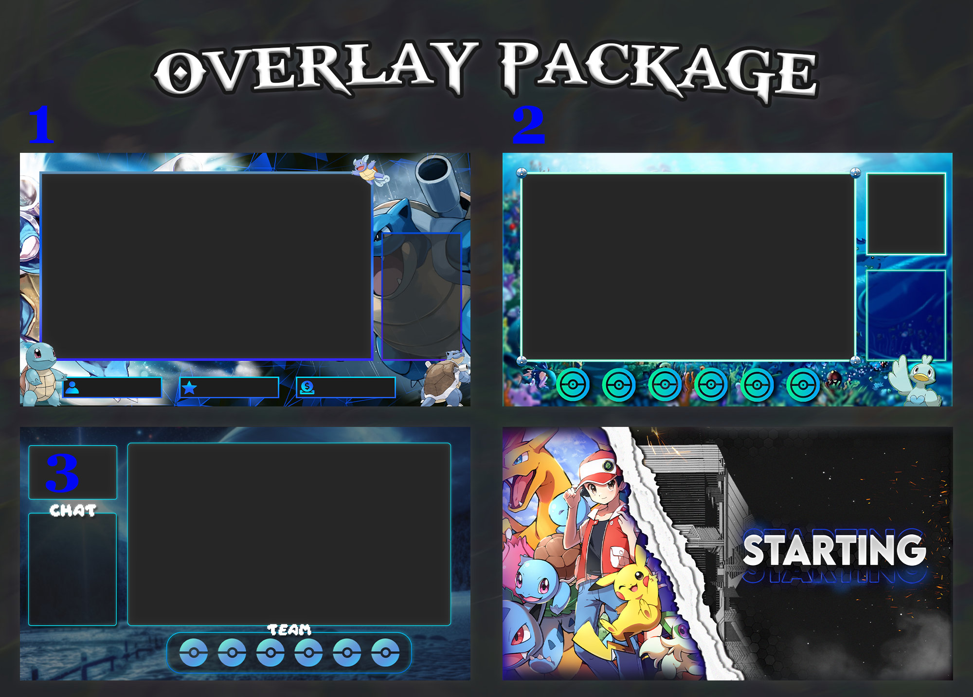 BLUE PACKAGE Pokemon Overlays, Clean Pokemon Overlay Screen, Twitch ...