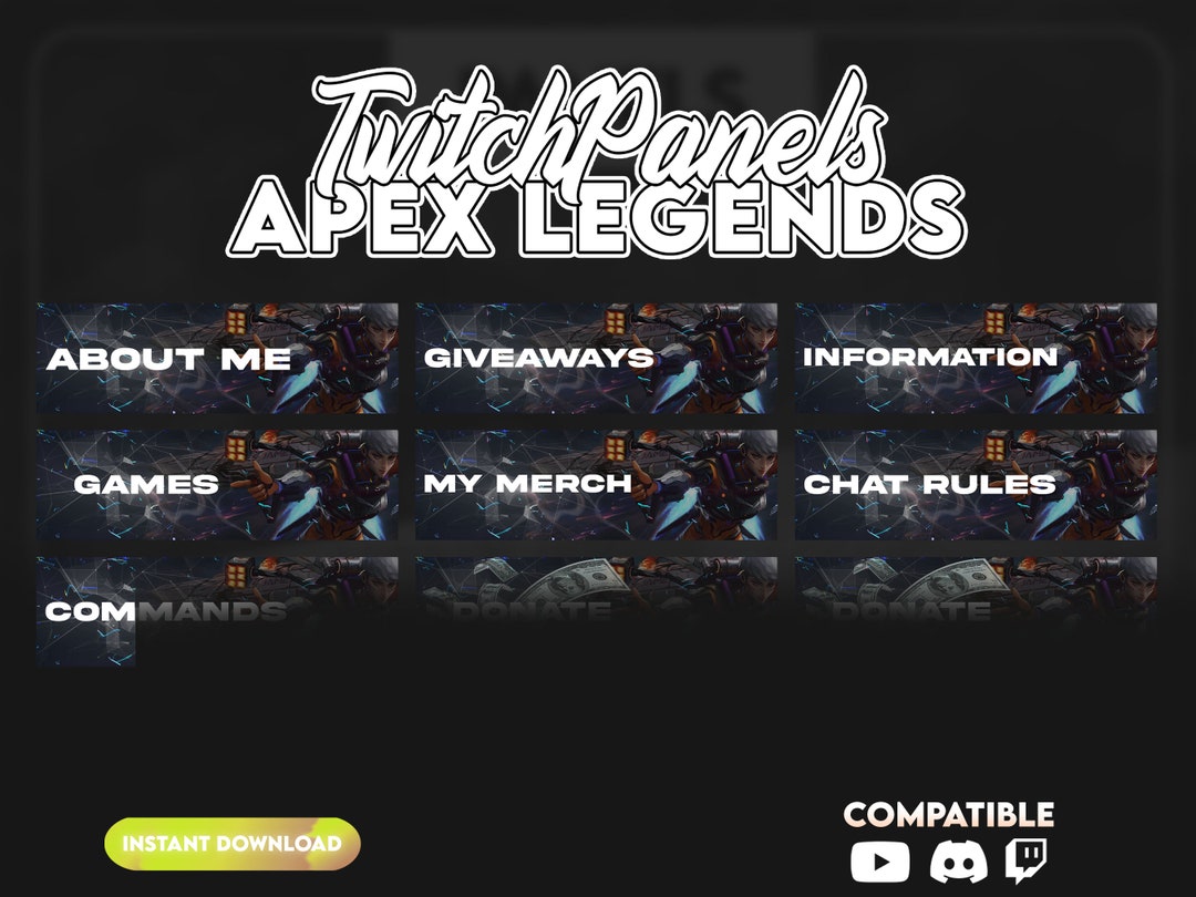 Twitch Panels (x16) / Valkyrie Apex Legends Panels / Stream Panels Pack ...