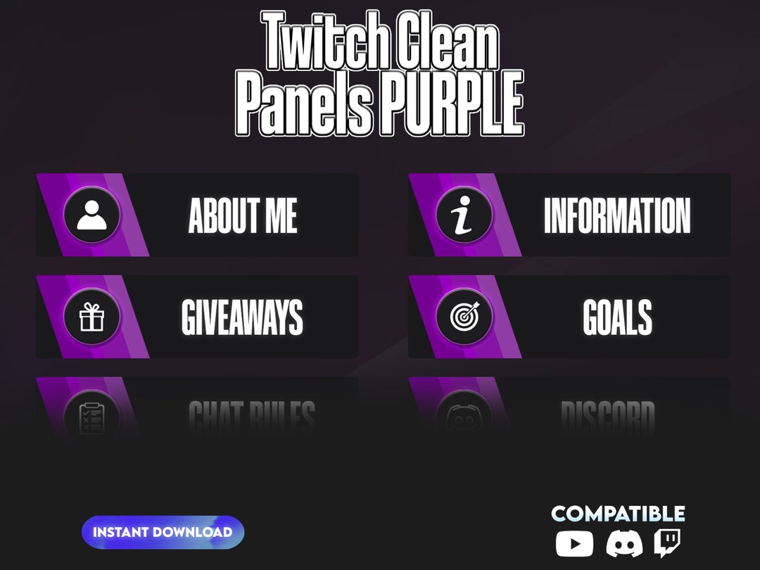 Purple Twitch Panels (x16), Stream Panels Pack, Twitch Profile Panels ...