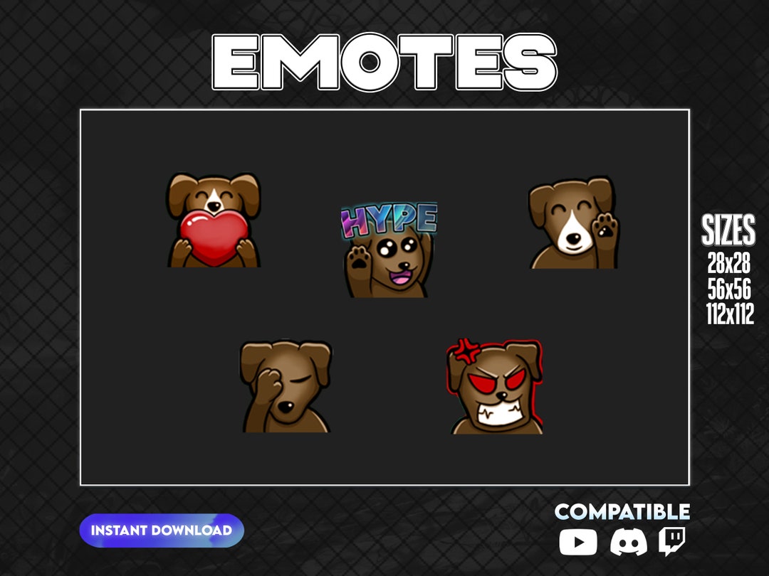 Special Offer 5 Emotes, Sub Emotes, Cute Dog, Dog Emote, Puppy Text ...