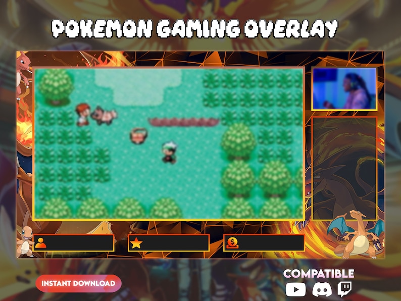 Pokemon Firered Overlay, Clean Pokemon Overlay Screen, Twitch Overlay ...