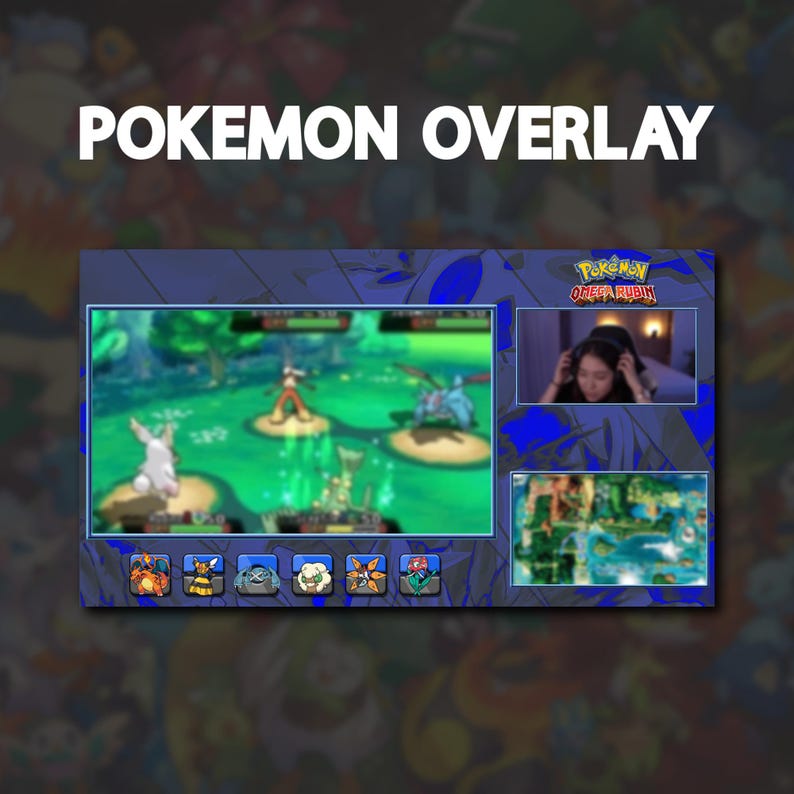 Blue Pokemon Overlay, Clean Pokemon Overlay Screen, Twitch Overlay ...