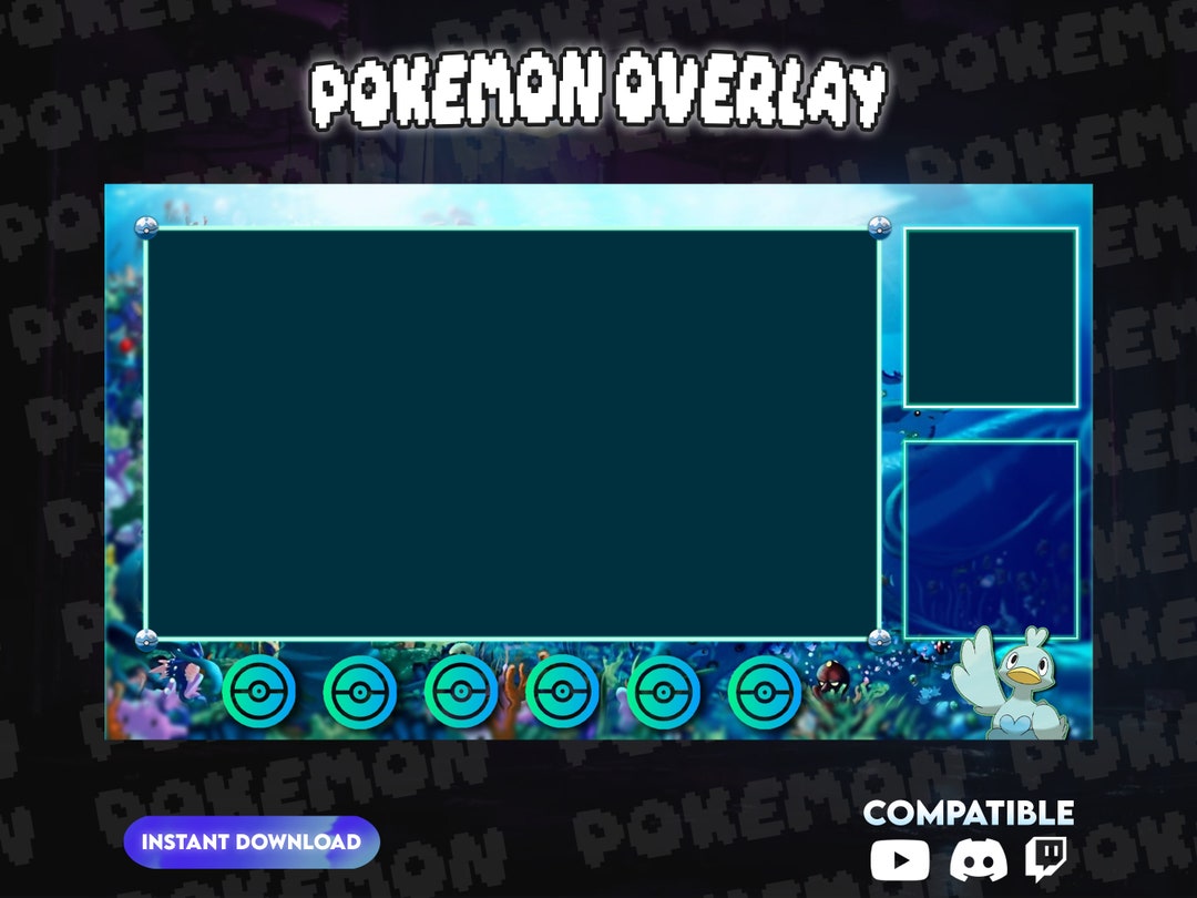 Pokemon Blue Neon Overlay, Twitch Overlay, Clean Pokemon Overlay Screen ...