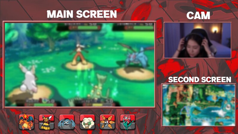 Red Pokemon Overlay, Clean Pokemon Overlay Screen, Twitch Overlay ...