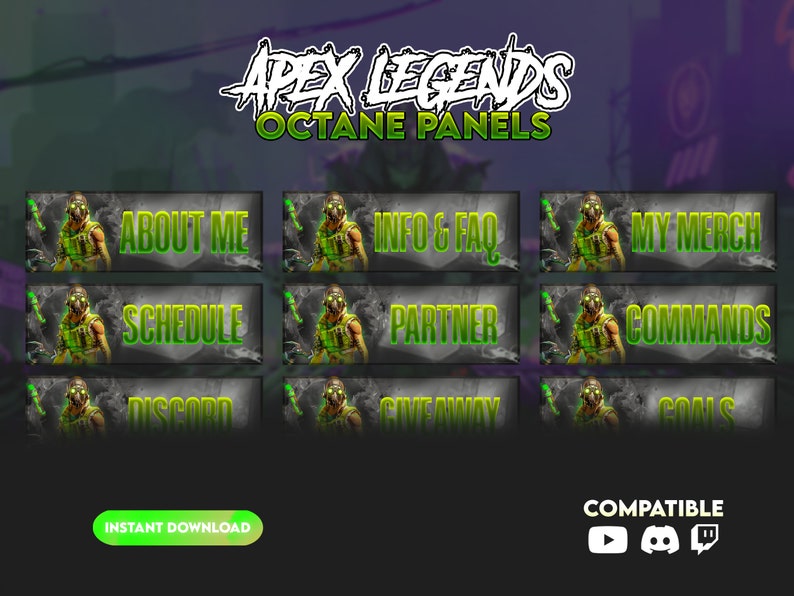 Twitch Panels (x16) / Octane Apex Legends Panels / Stream Panels Pack ...