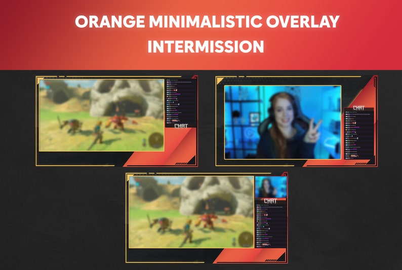 Twitch Streaming Overlay Orange, Live Stream Graphics, Anime Stream ...