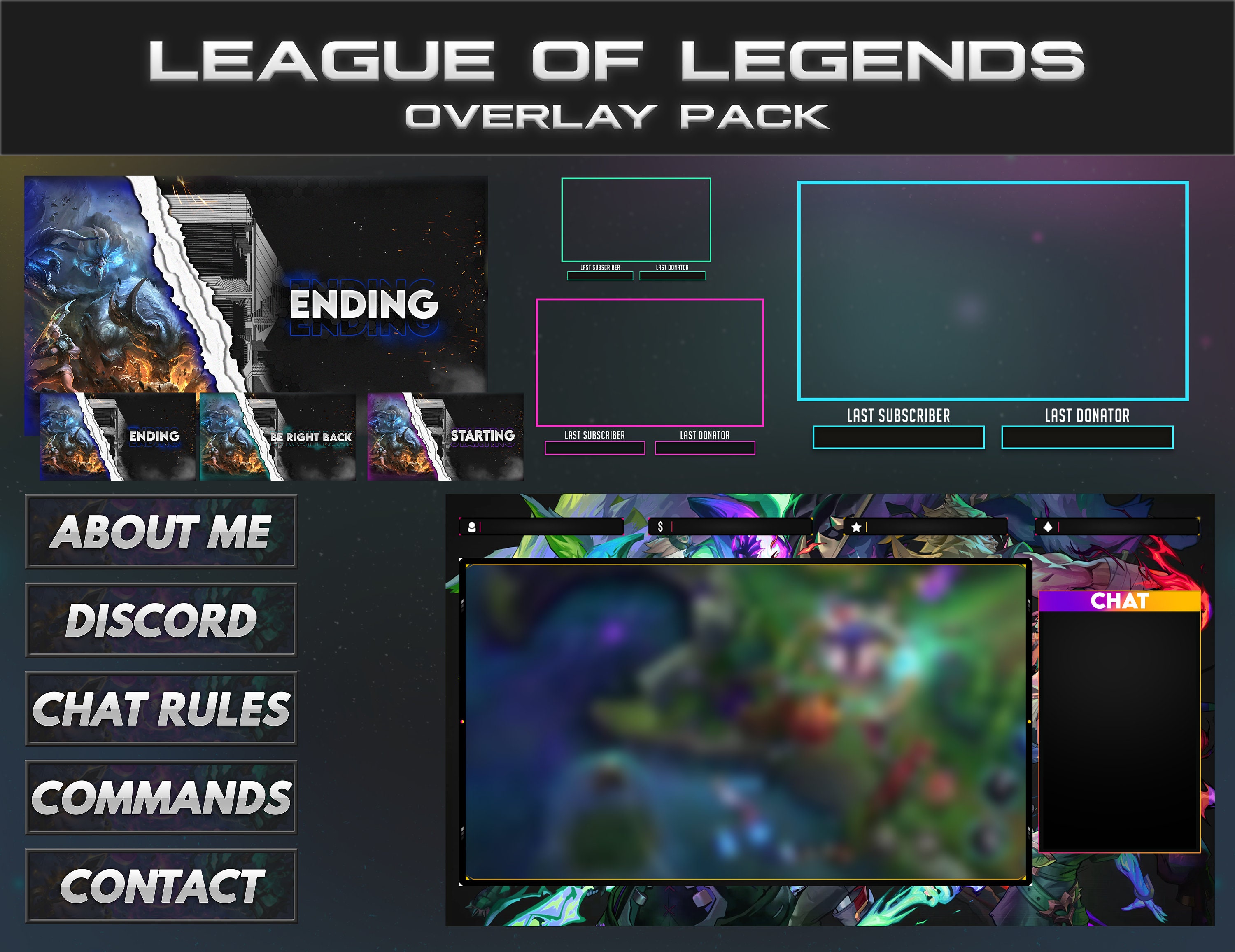Static League of Legends Twitch Overlays - Complete Stream Package ...