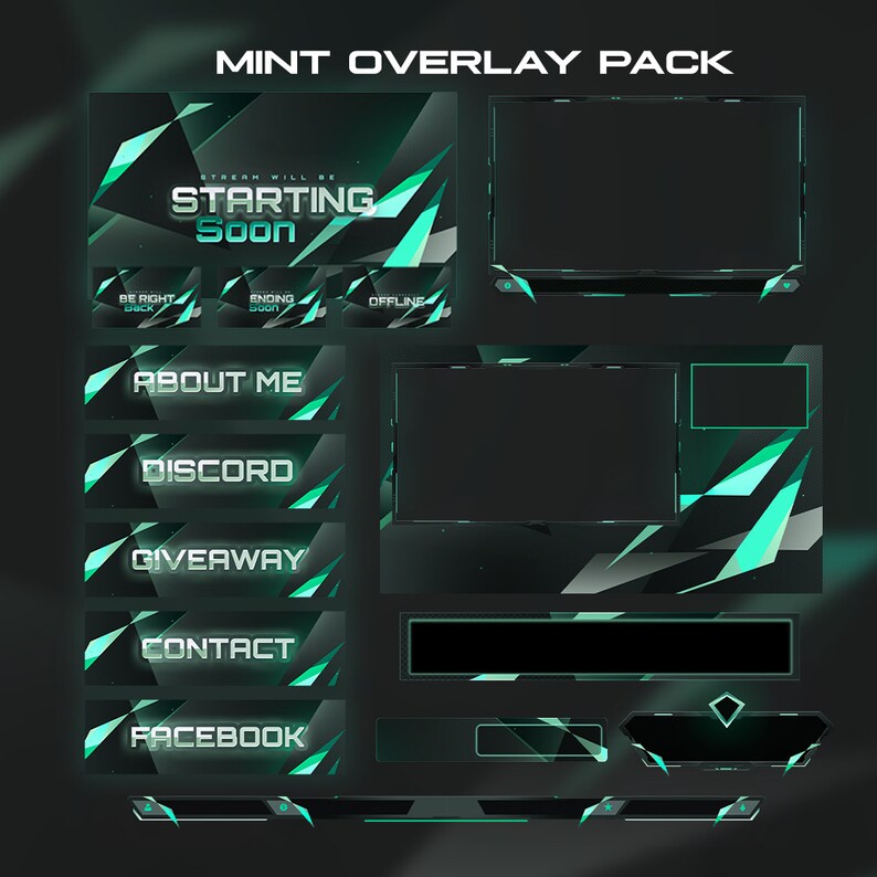 ANIMATED STREAM Overlay, MINT Pack, Minimal Mint Twitch Theme Overlay ...
