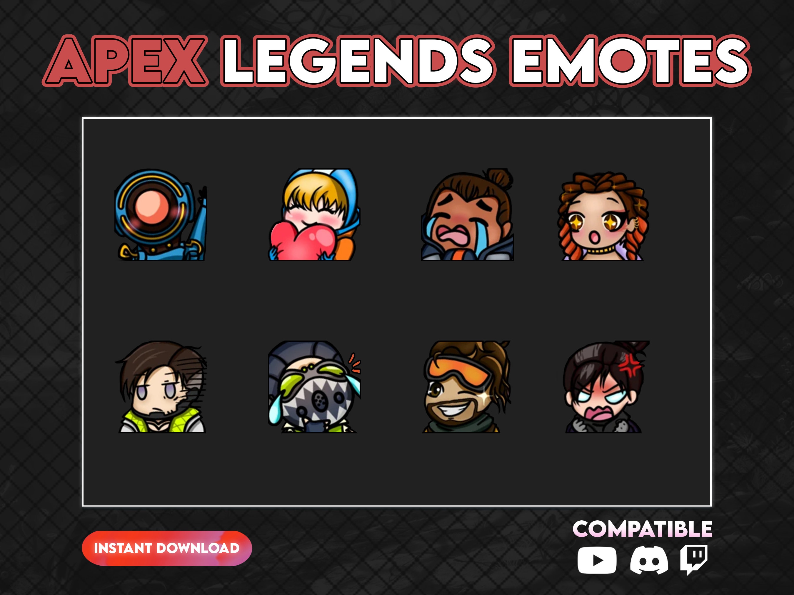 Kawaii Cute Chibi Apex Legends Emote Pack - Youtube, Twitch, Discord ...