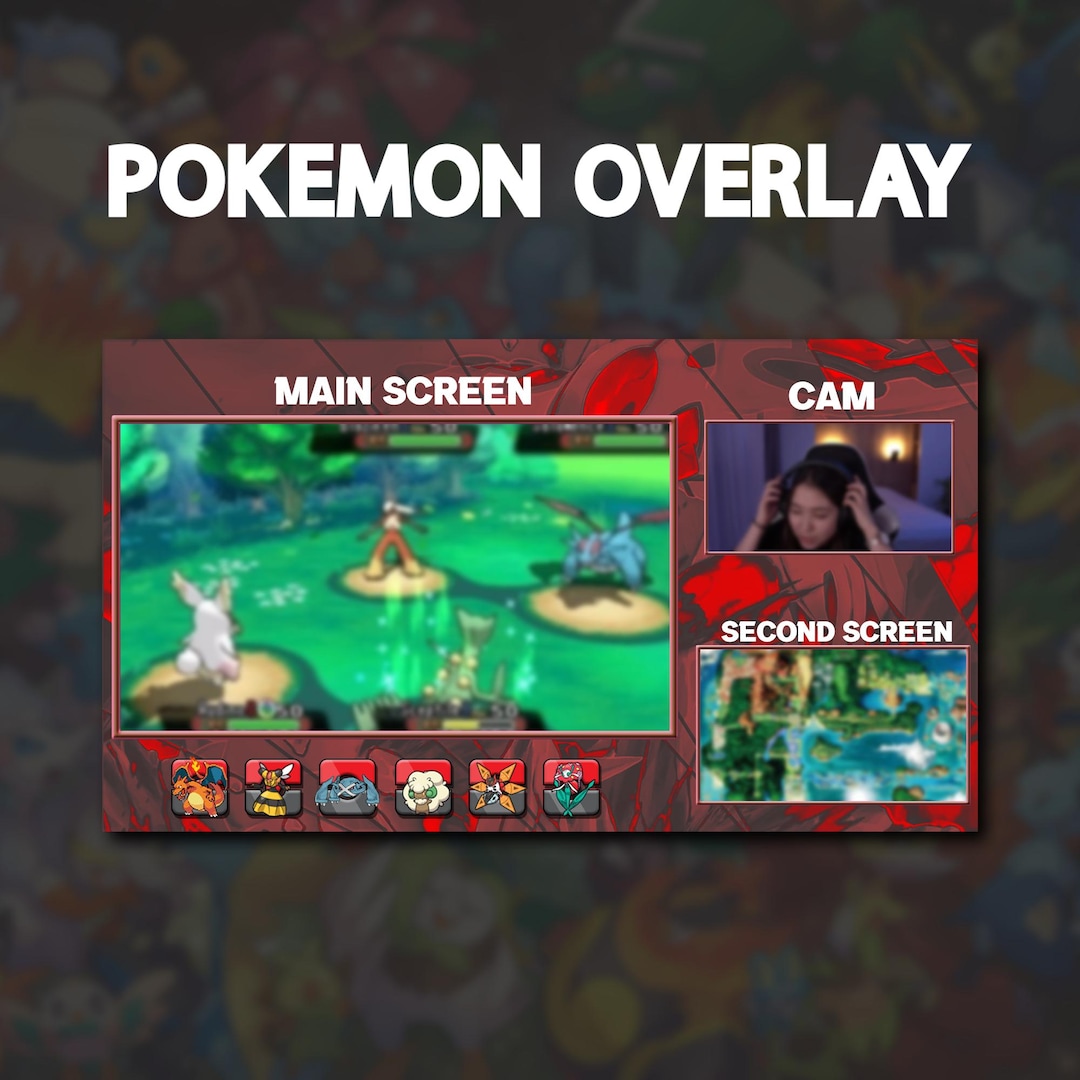 Red Pokemon Overlay, Clean Pokemon Overlay Screen, Twitch Overlay ...