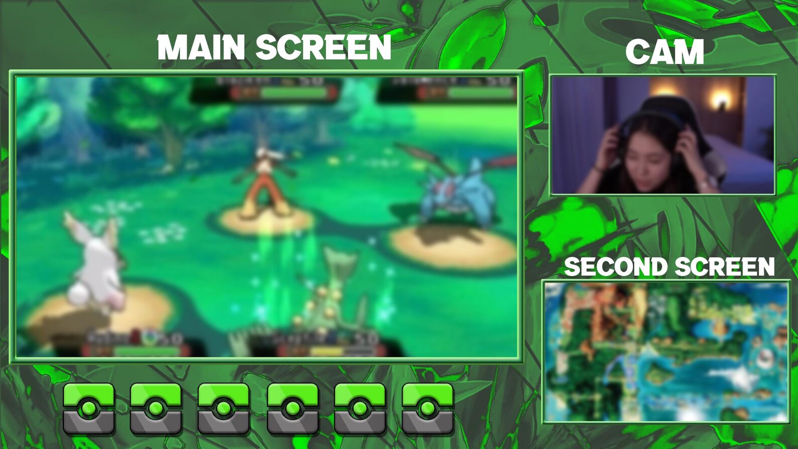 Green Pokemon Overlay, Clean Pokemon Overlay Screen, Twitch Overlay ...