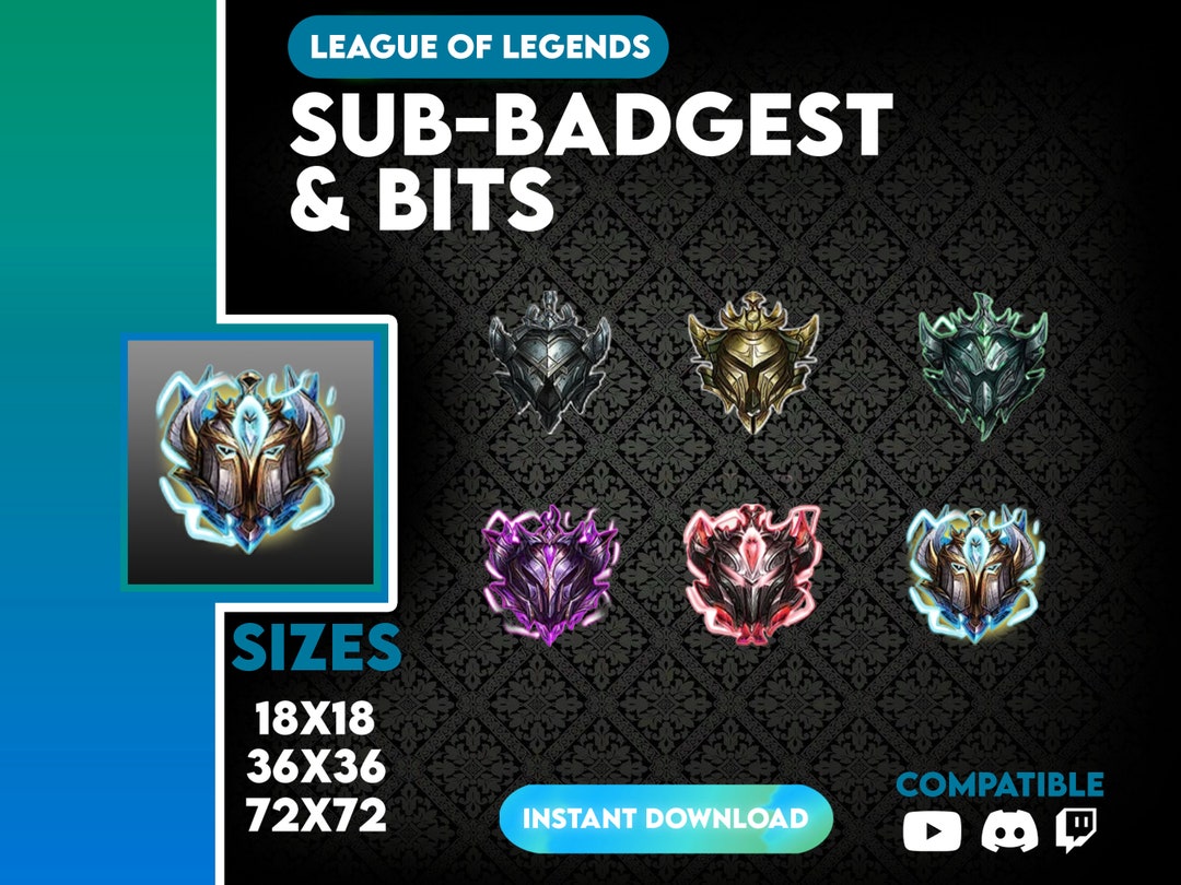 League of Legends Ranked Badges - Twitch Lol Sub Badge / Bit Badges ...