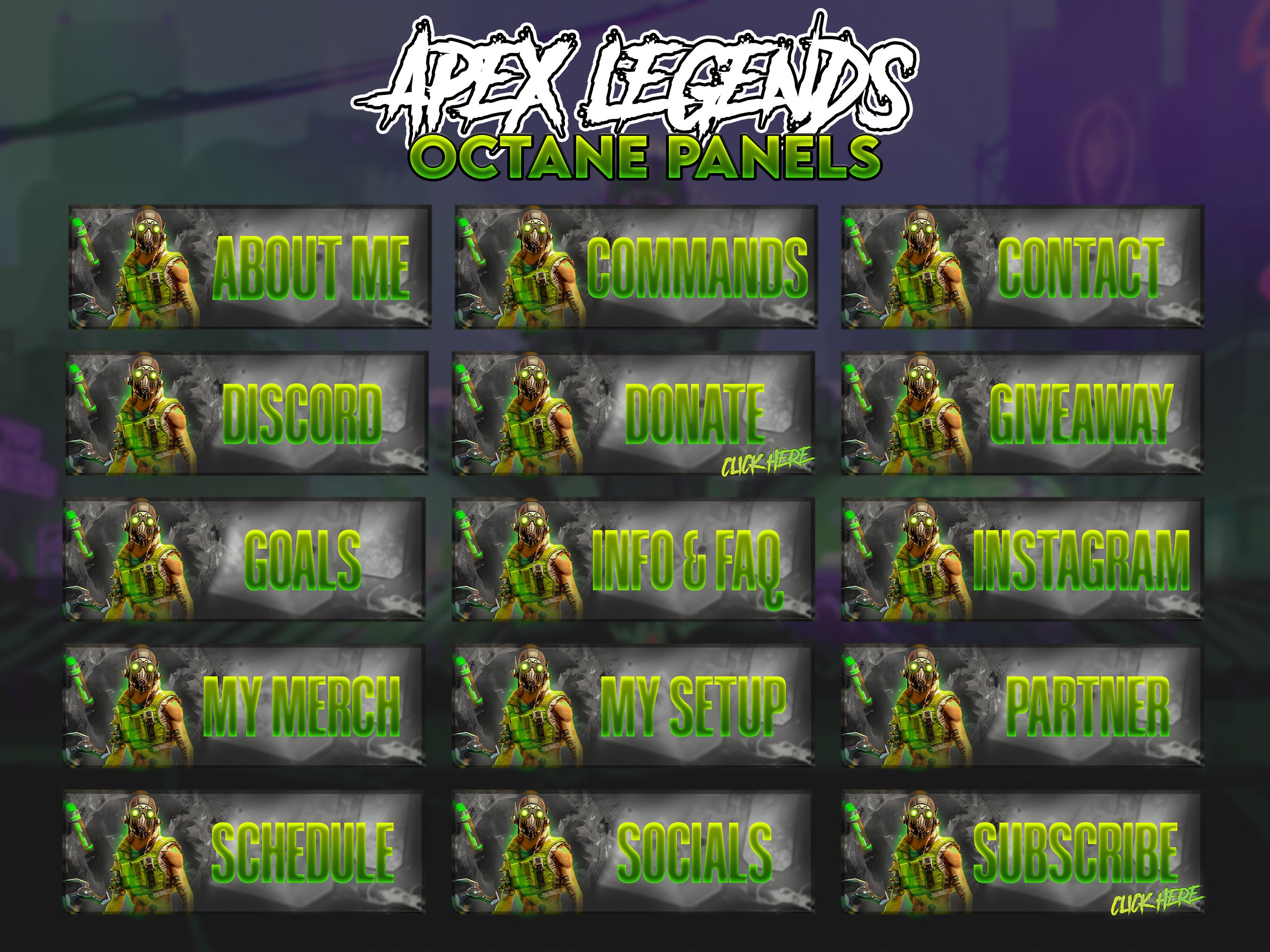 Twitch Panels (x16) / Octane Apex Legends Panels / Stream Panels Pack ...