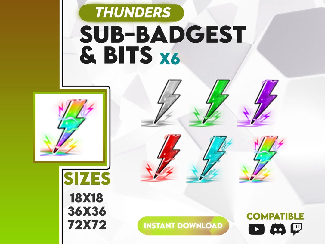 Magic Bolt Twitch Sub Bit Badges, Bolt Lightning Sub Badges, Stream ...