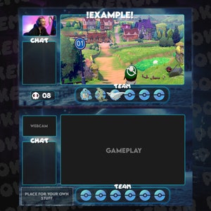 Pokemon Blue Neon Overlay, Clean Pokemon Overlay Screen, Twitch Overlay ...