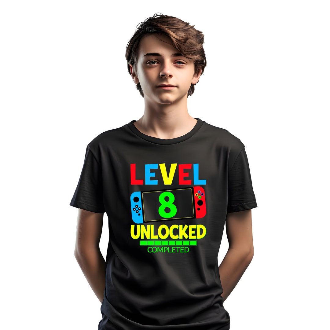 Level Age Unlocked T-shirt, Level up Shirt, Custom Age Gamer Boy Tee ...