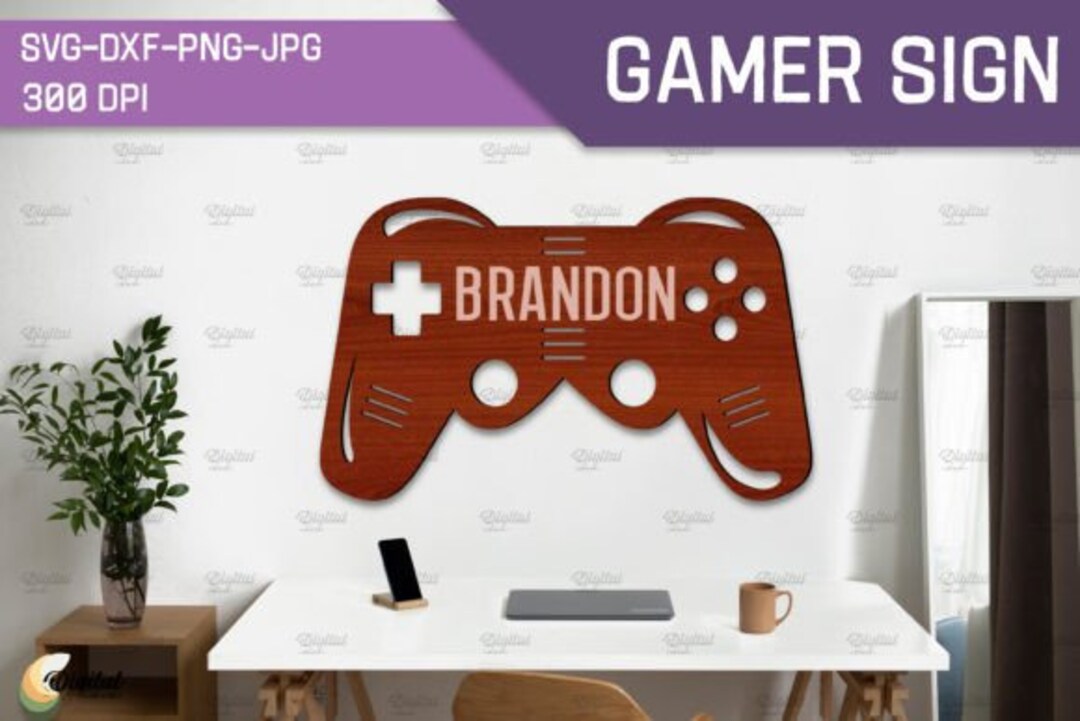 Gamer Sign SVG. Monogram Signs Laser Cut - Etsy