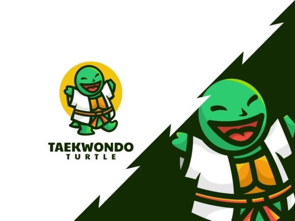 Taekwondo Turtle Cartoon Logo - Etsy