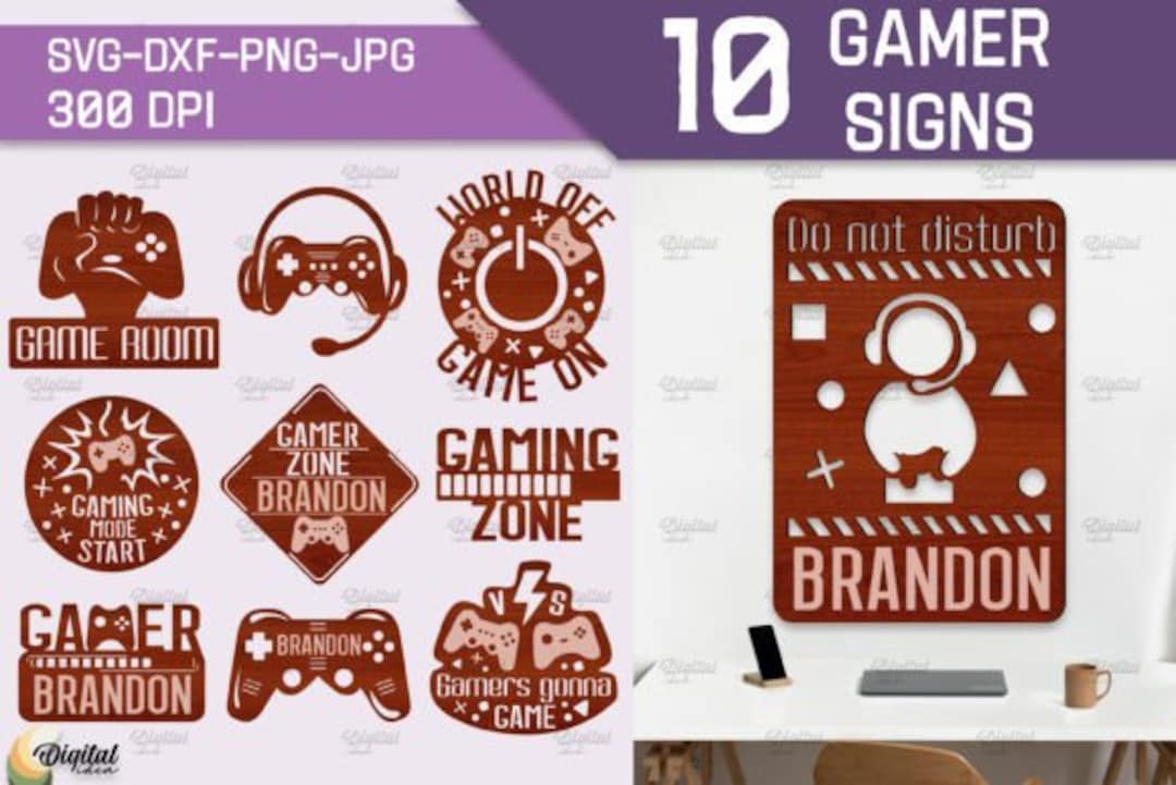 Gamer Sign SVG Bundle. Monogram Signs - Etsy