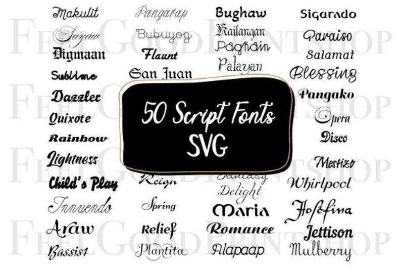 50 Script SVG Fonts Bundle - Etsy