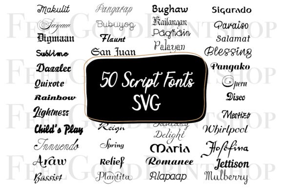50 Script SVG Fonts Bundle - Etsy