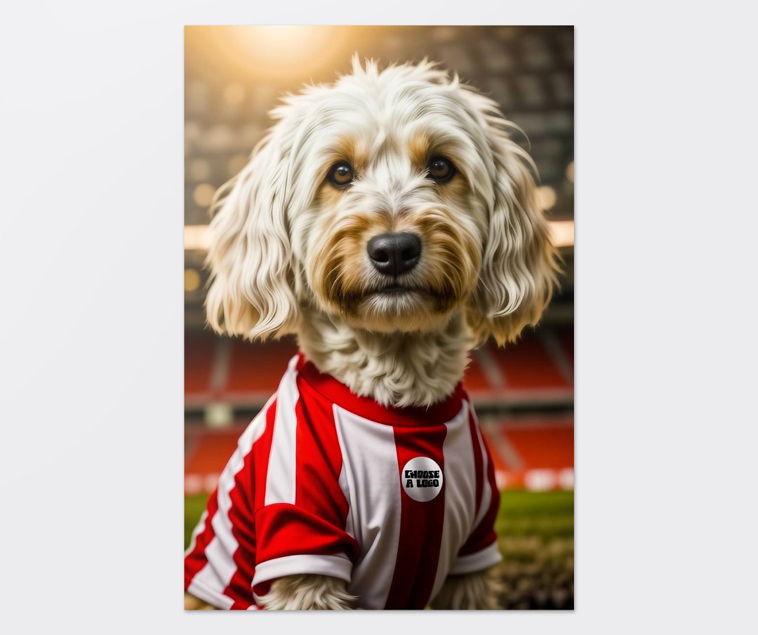 Football Pet Portrait, Custom Pet Portrait in Football Team Shirt ...