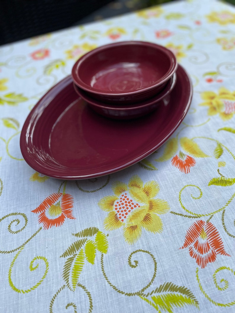 Fiestaware Claret Retired Platter 2bowls - Etsy
