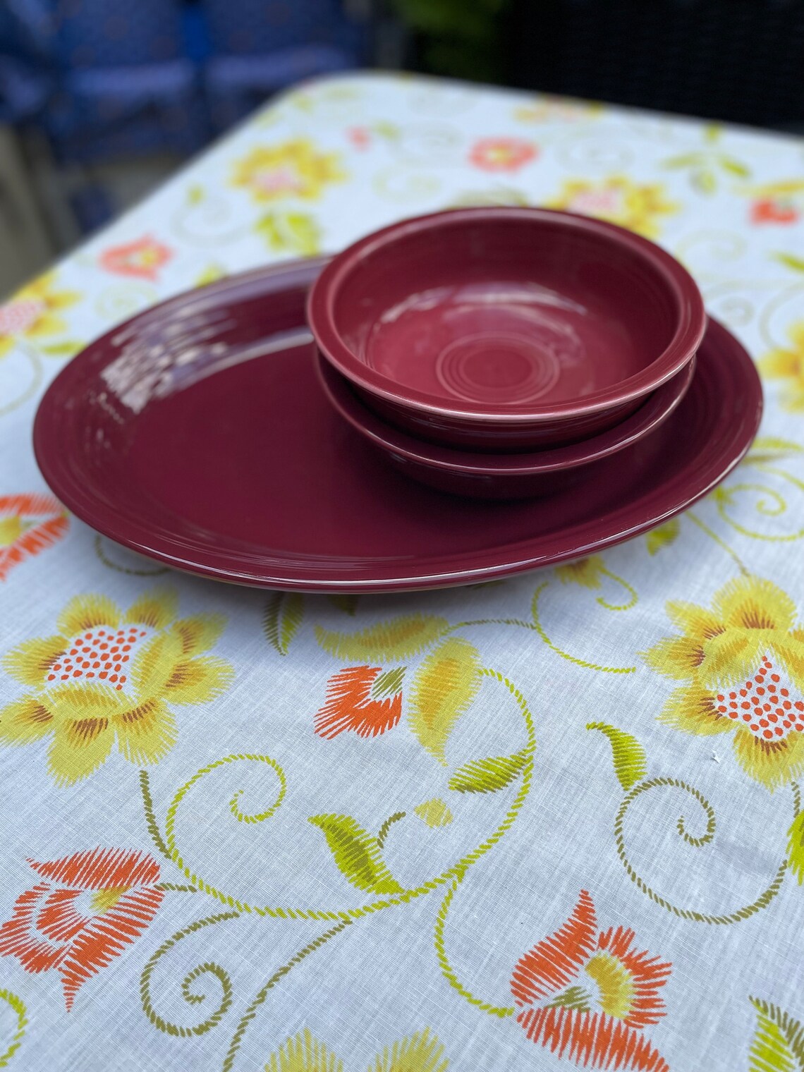 Fiestaware Claret Retired Platter 2bowls - Etsy